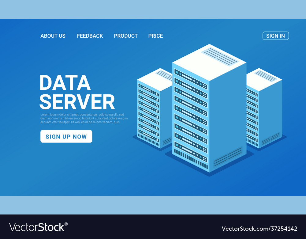 Isometric data center server technology server Vector Image