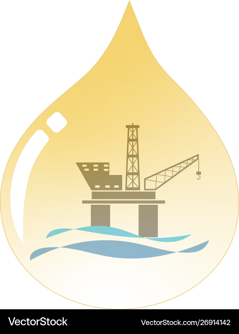 Logo oil drop with offshore rig Royalty Free Vector Image