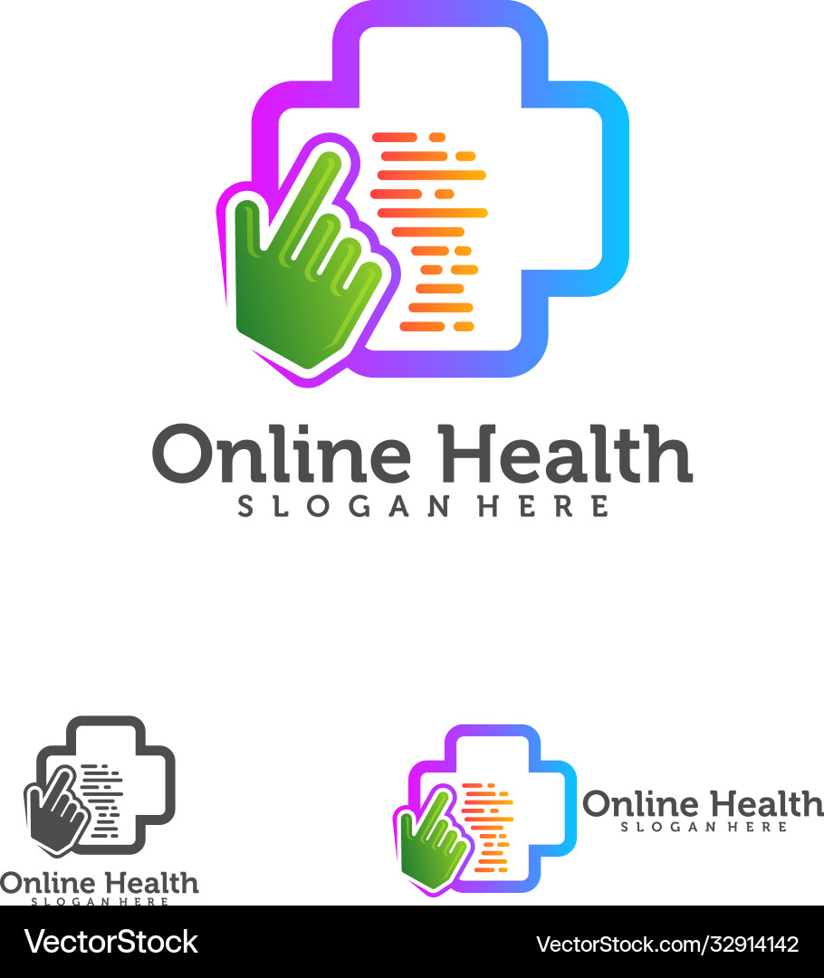 Online health logo designs touch Royalty Free Vector Image