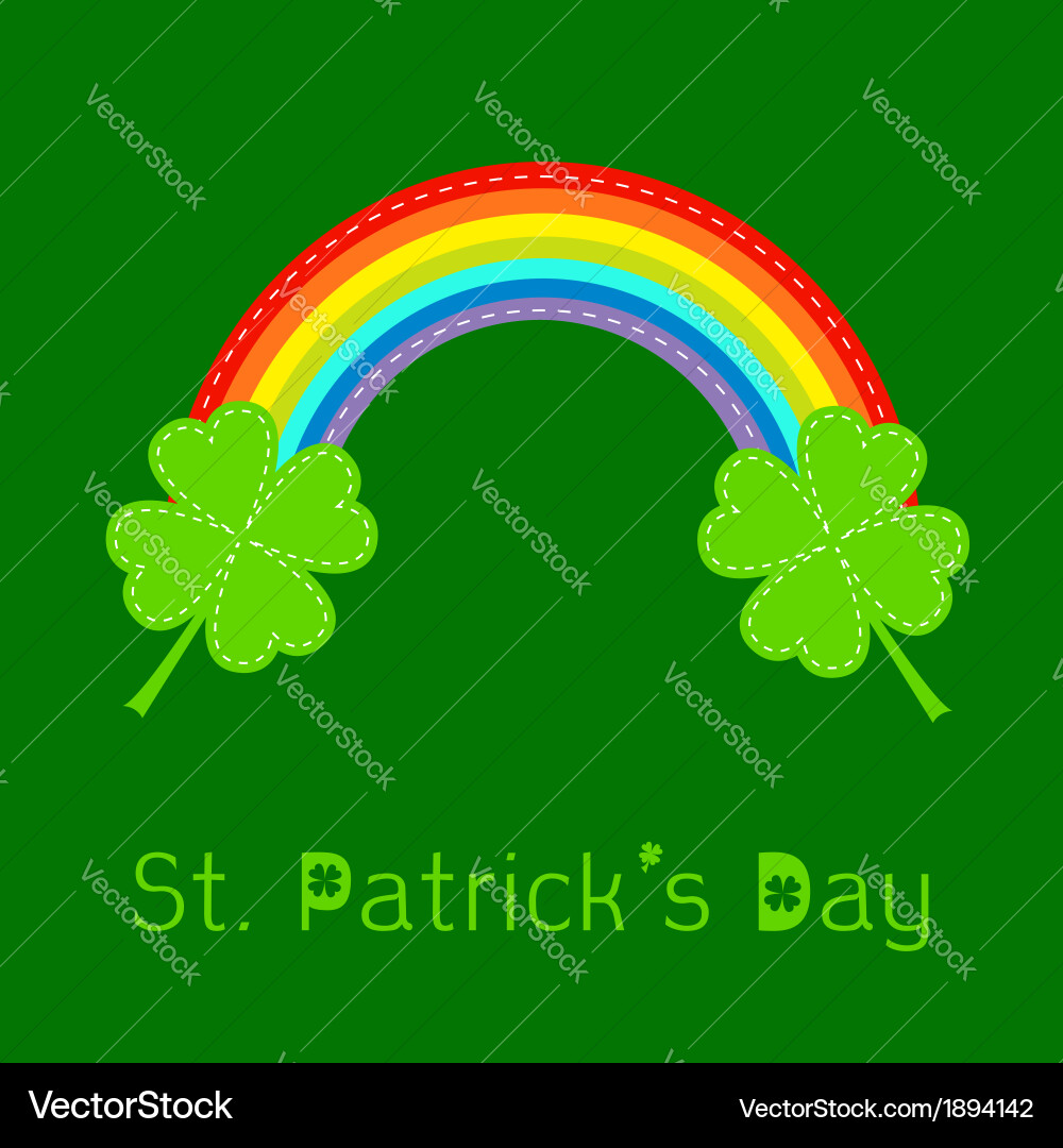 Rainbow and two clover leafs st patricks day Vector Image