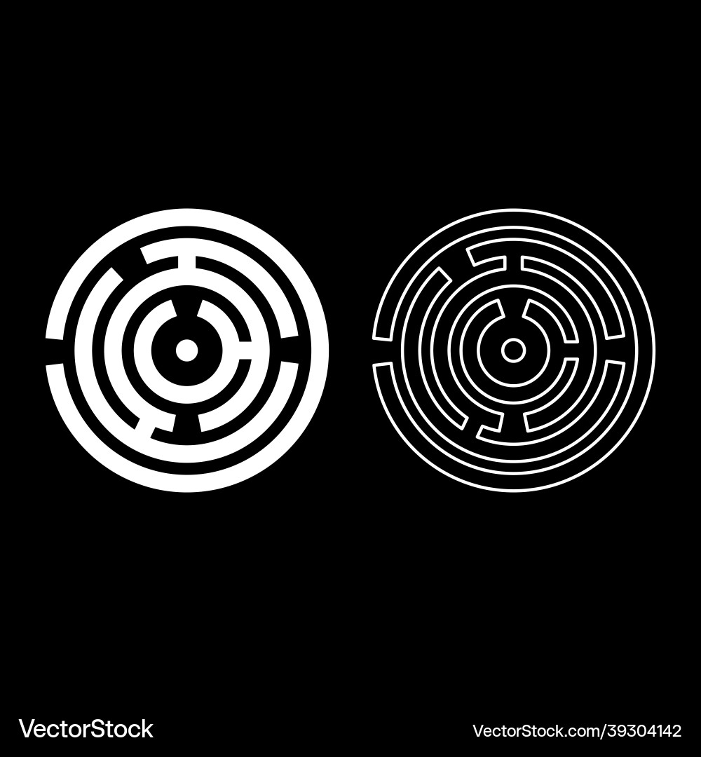 Round labyrinth circle maze icon white color flat Vector Image