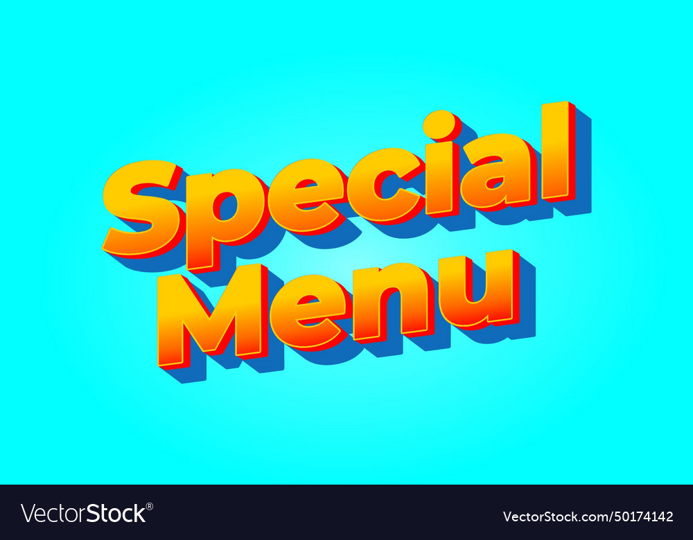 Special menu text effect in 3d look yellow red Vector Image