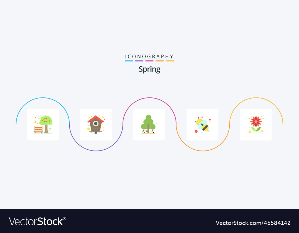 Spring flat 5 icon pack including sun flower seed Vector Image