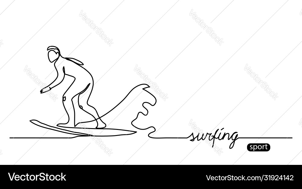 Surfer silhouette outline surfing simple Vector Image
