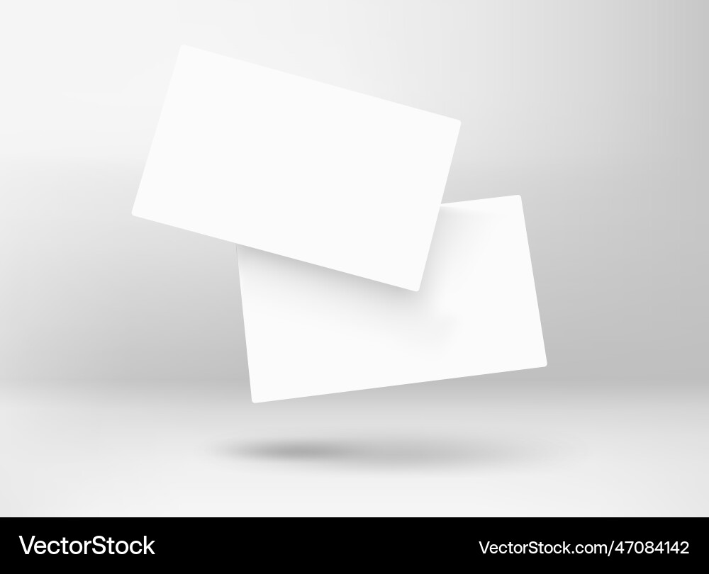 Two blank white business cards in perspective 3d Vector Image