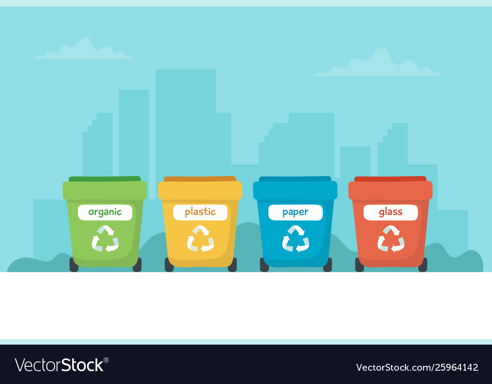Waste sorting with different colorful Royalty Free Vector