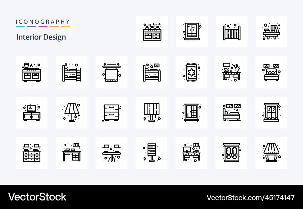 25 interior design line icon pack Royalty Free Vector Image
