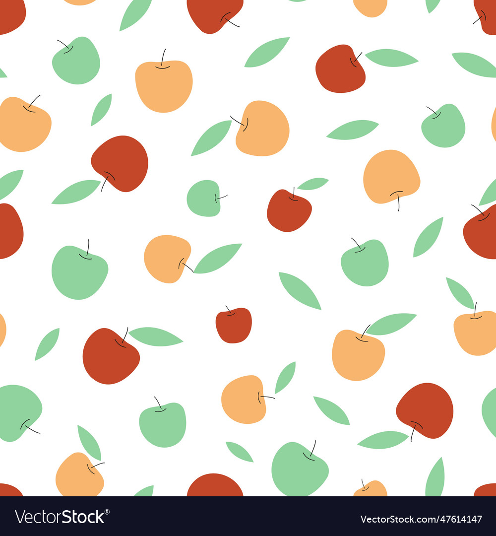Apple seamless pattern flat apples fruits Vector Image