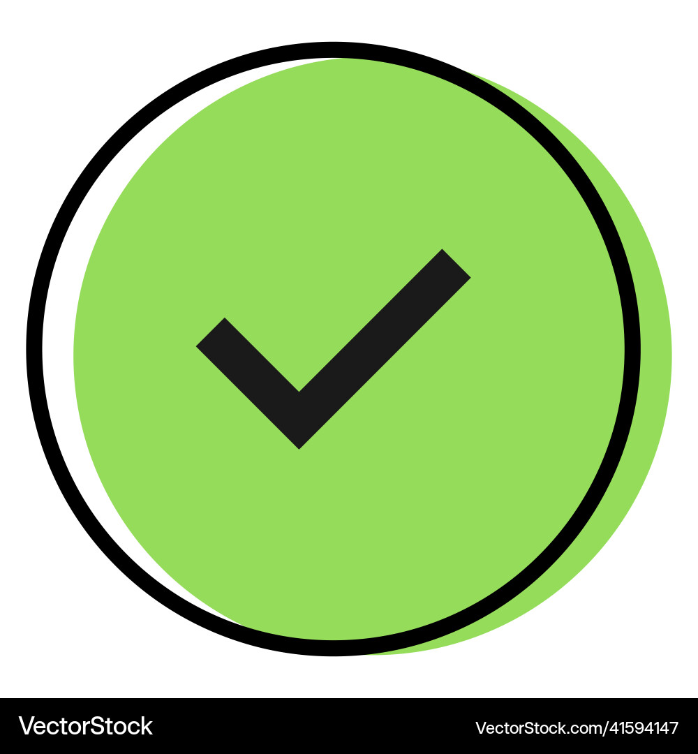 Checkmark tick in circle green and black Vector Image