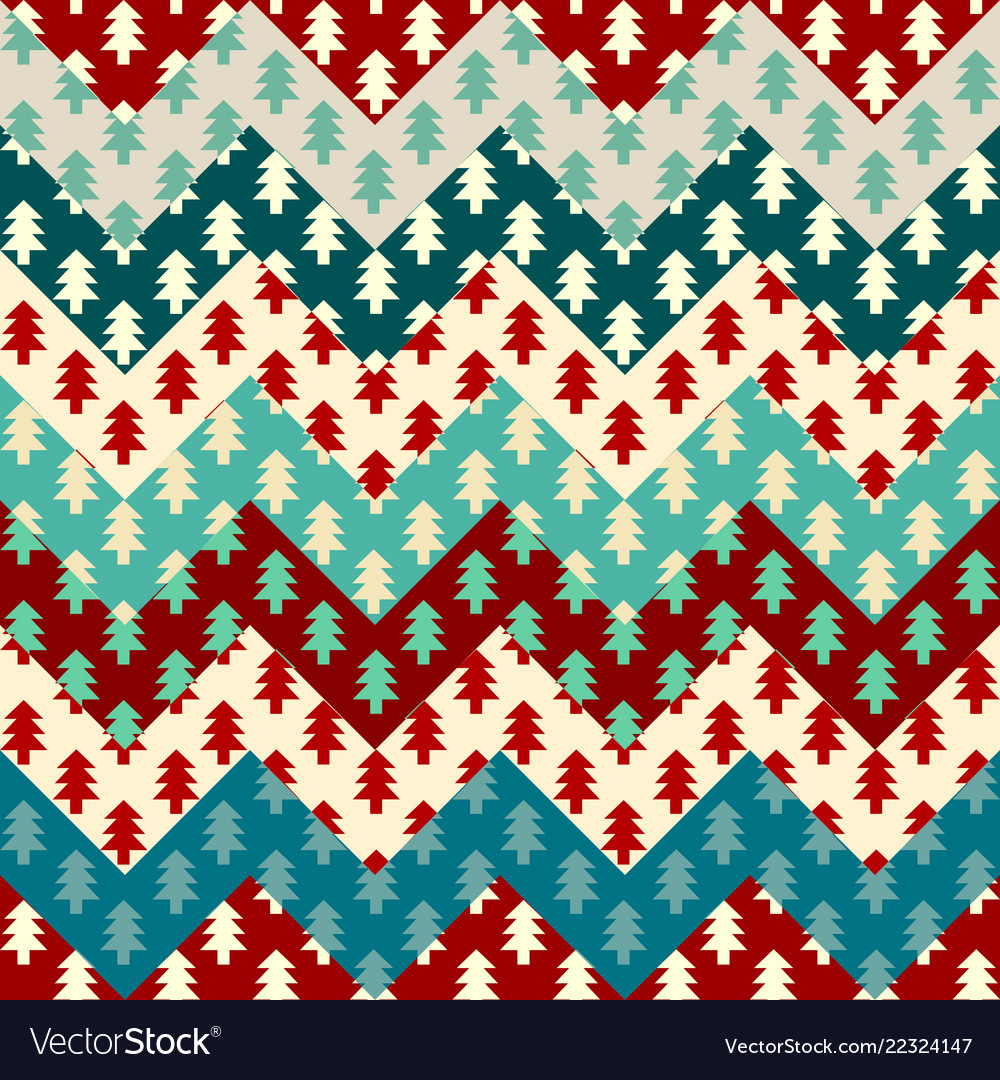 Christmas trees seamless pattern in a patchwork Vector Image
