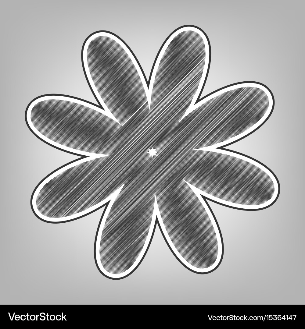 Flower sign pencil sketch Royalty Free Vector Image