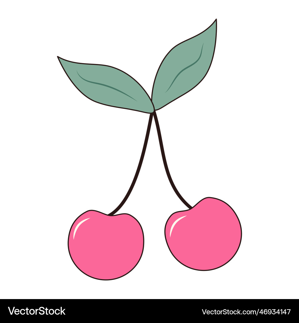 Groovy retro cherry vintage hippie psychedelic Vector Image