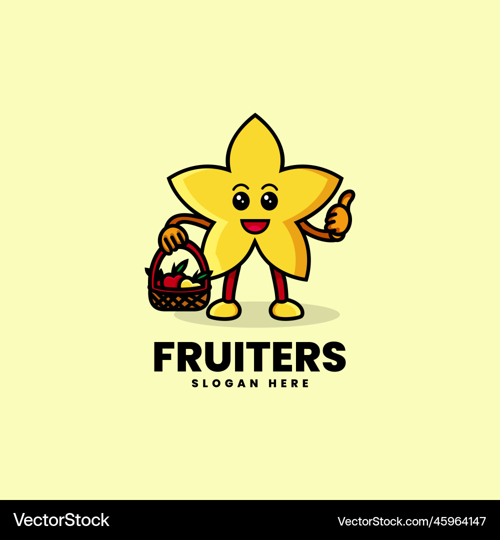 Logo star fruit mascot cartoon style Royalty Free Vector
