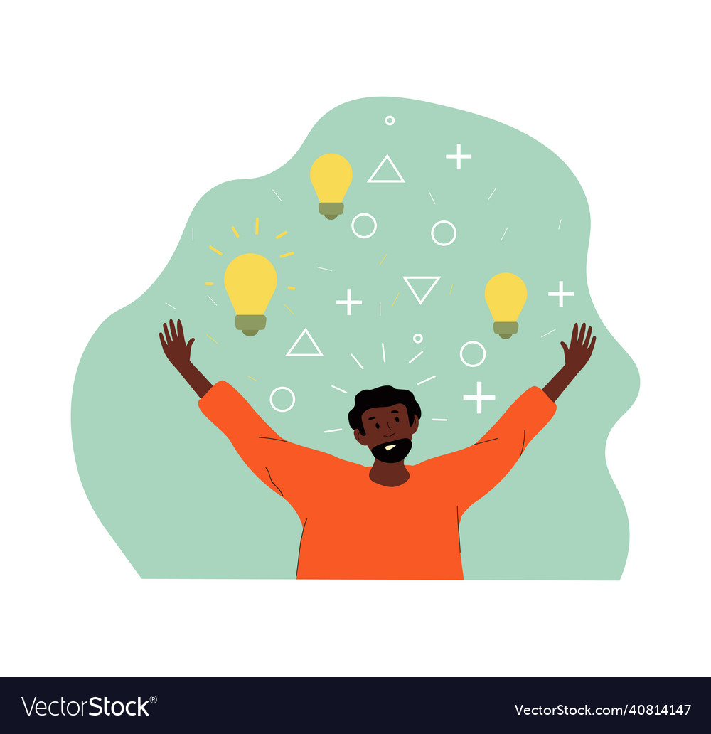 Man counting light bulbs Royalty Free Vector Image