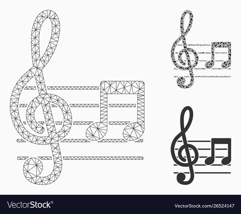Musical notation mesh wire frame model Royalty Free Vector