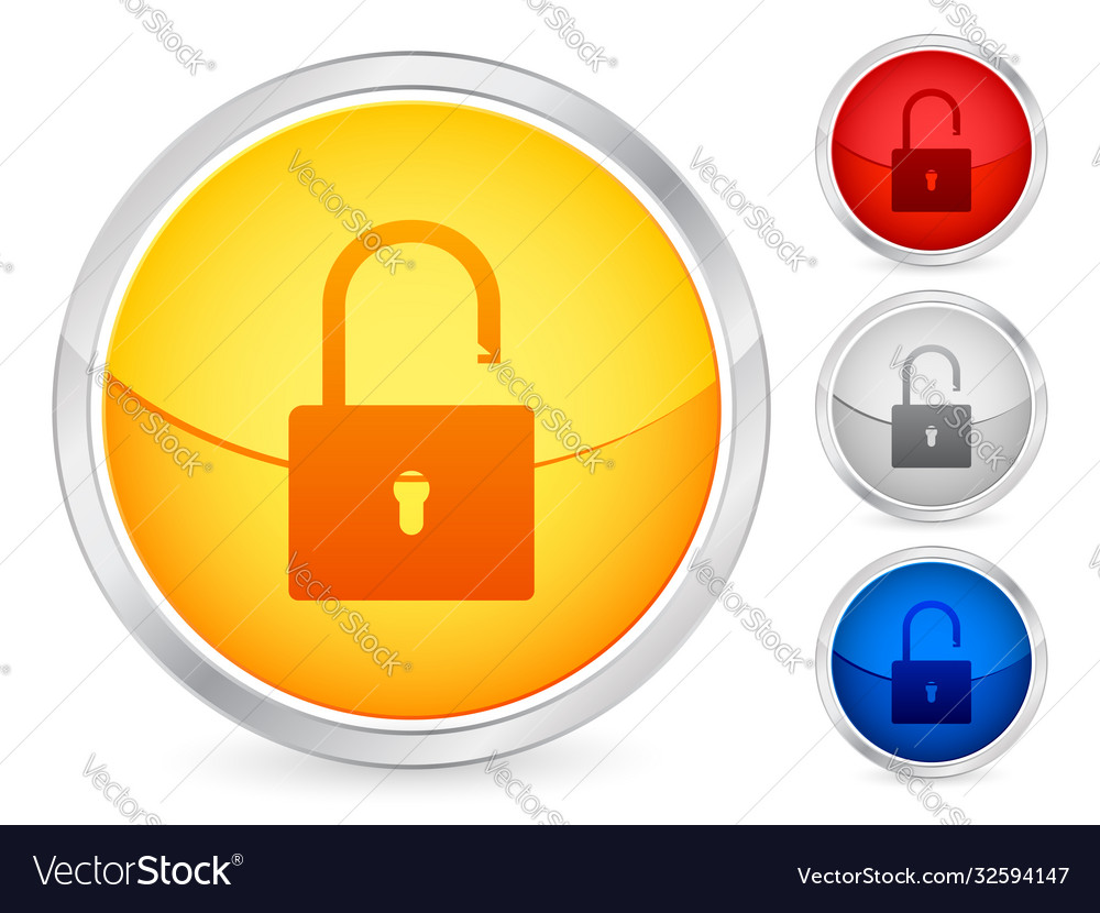Padlock open button Royalty Free Vector Image - VectorStock