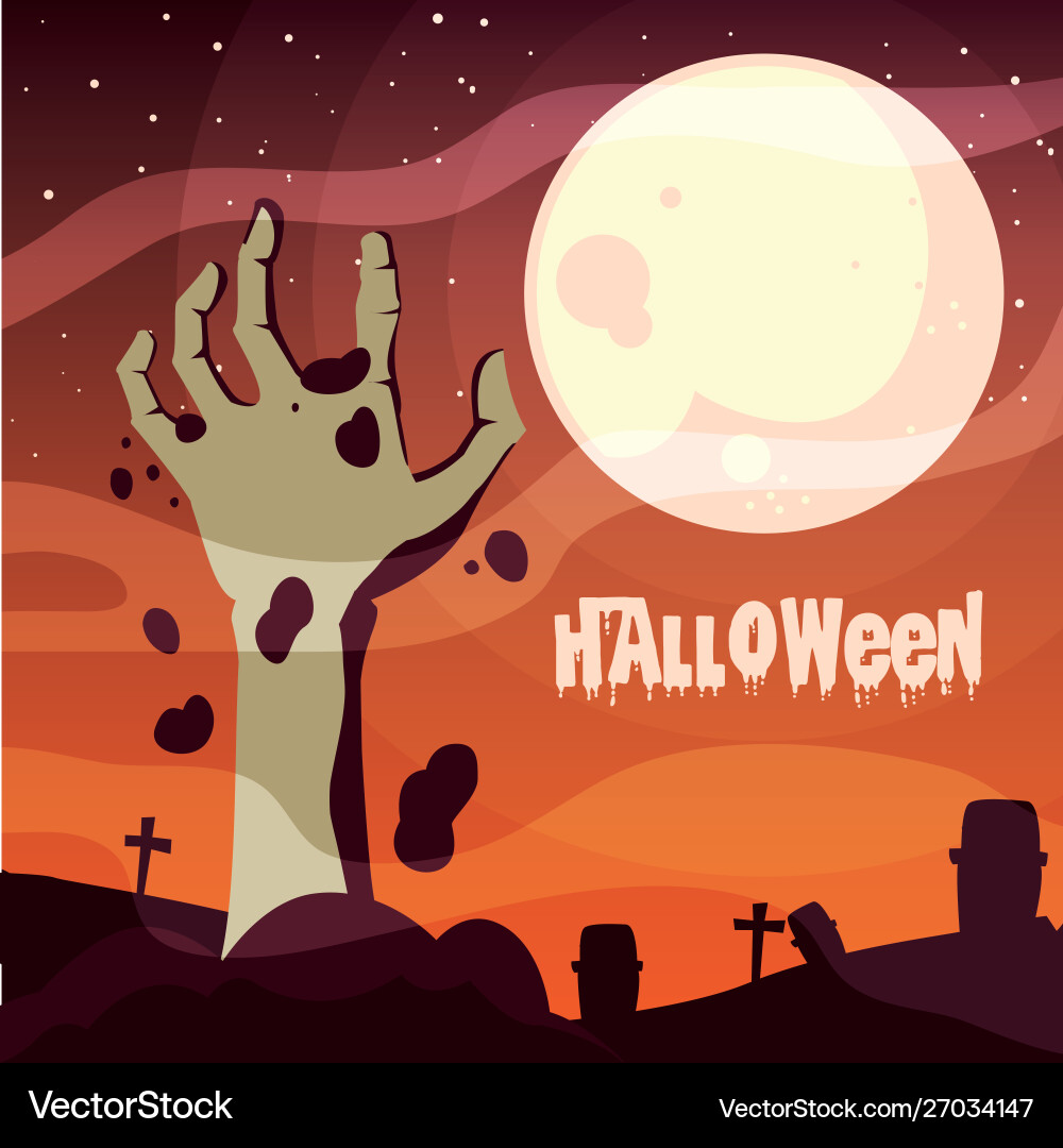 Poster halloween with hand zombie Royalty Free Vector Image