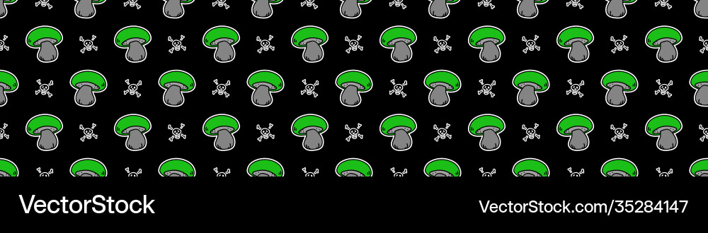Punk rock mushroom seamless border simple Vector Image