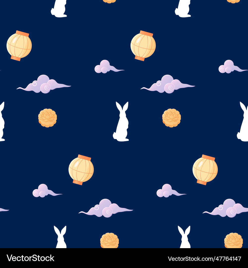 Seamless mid autumn festival pattern mooncake Vector Image