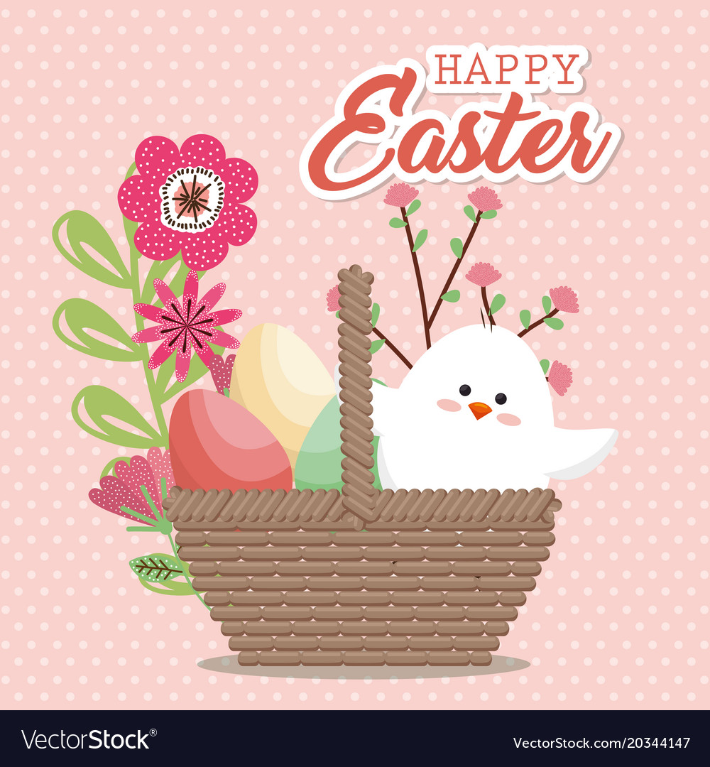 Small chick happy easter card Royalty Free Vector Image