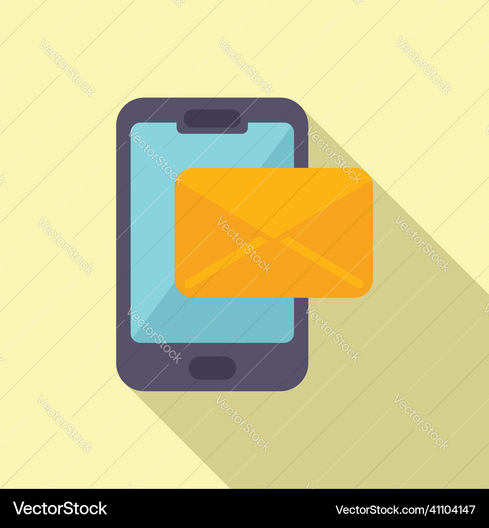Smartphone mail icon flat online media Royalty Free Vector
