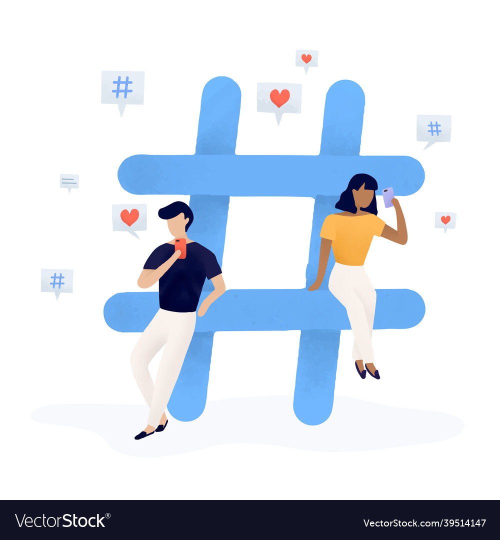 Users with a hashtag Royalty Free Vector Image