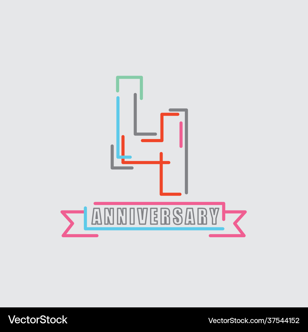 4th years anniversary logo birthday celebration Vector Image
