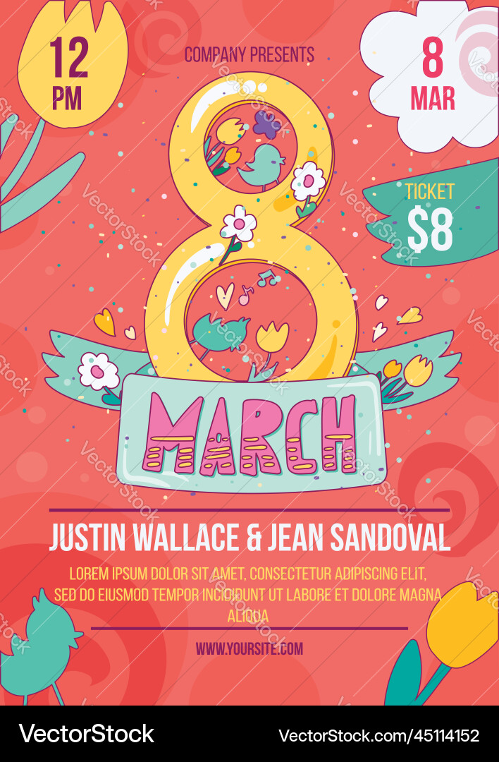 8 march corporate advertising poster template Vector Image