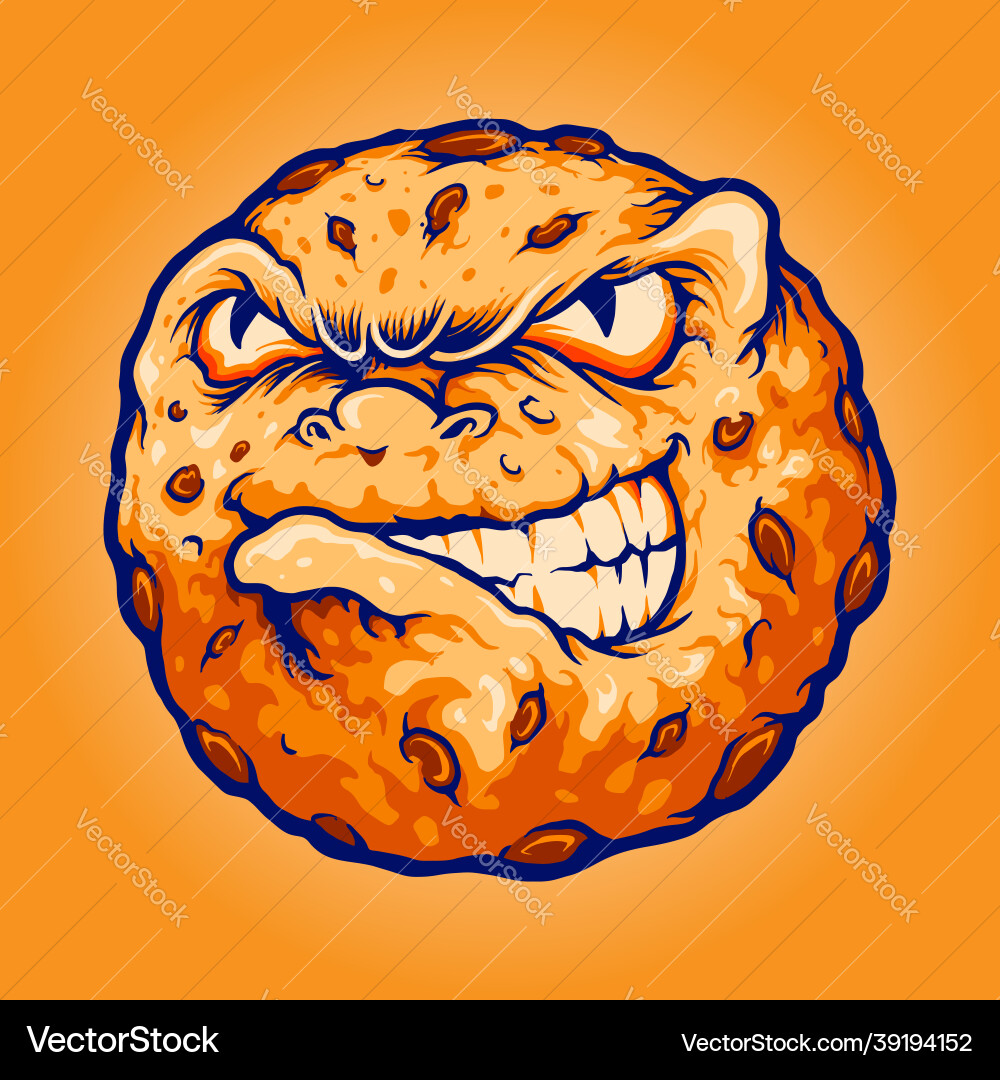 Biscuit chocolate logo angry cookies mascot Vector Image