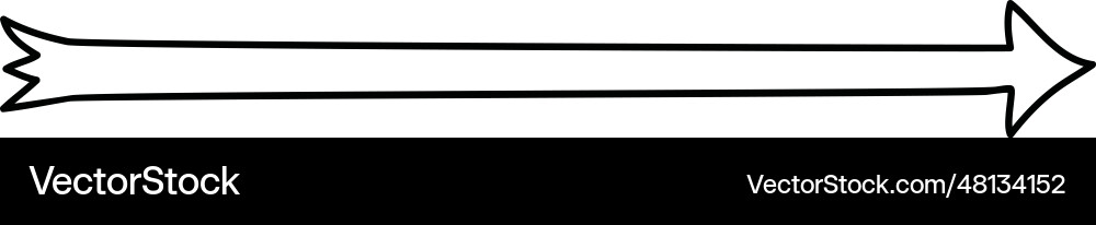 Black straight long arrow in hand drawn style Vector Image