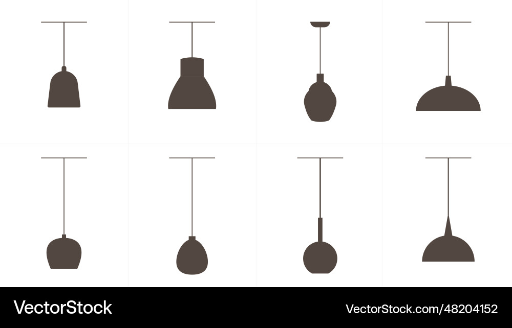 Ceiling lamps set of flat icons Royalty Free Vector Image
