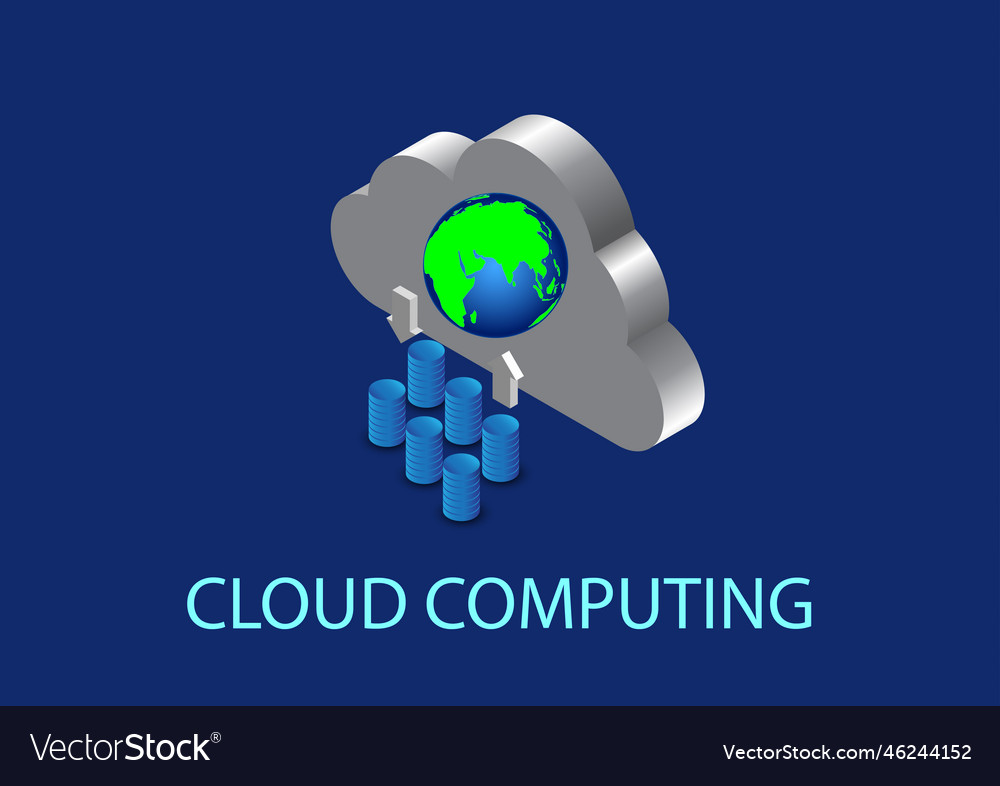 Graphics cloud computing concept data transfer Vector Image