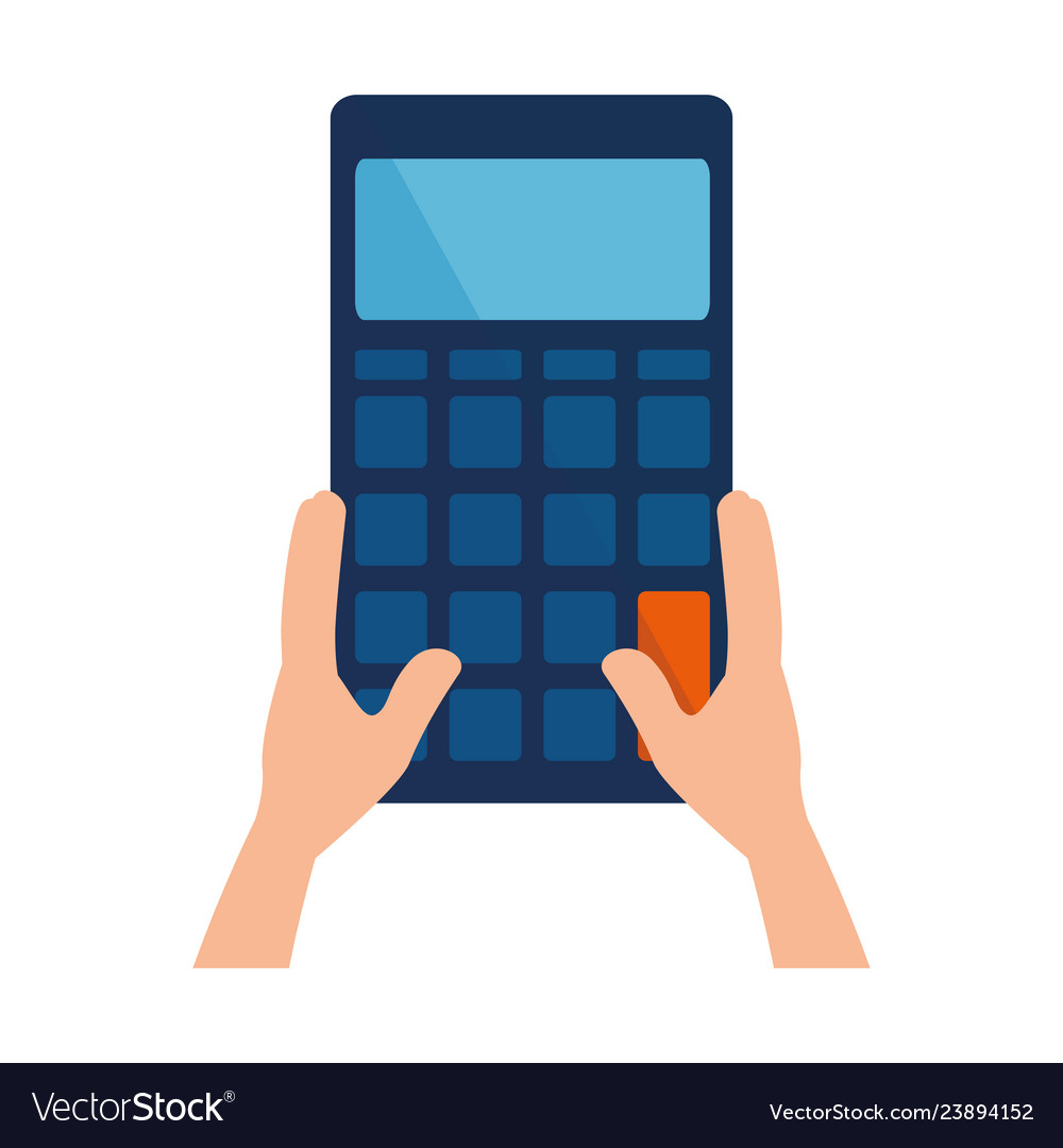 Hands using calculator math Royalty Free Vector Image