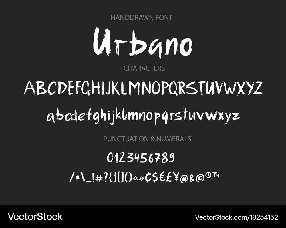 Handwritten brush font hand drawn brush style Vector Image