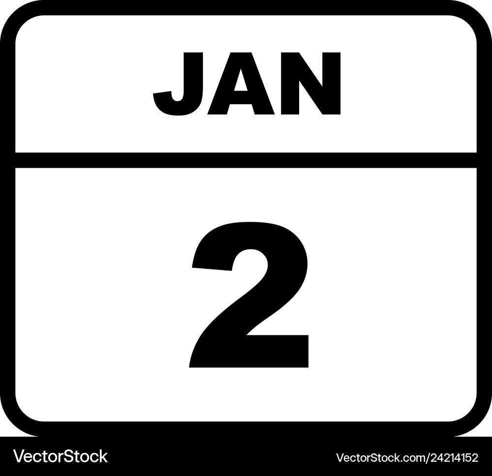 January 2nd date on a single day calendar Vector Image