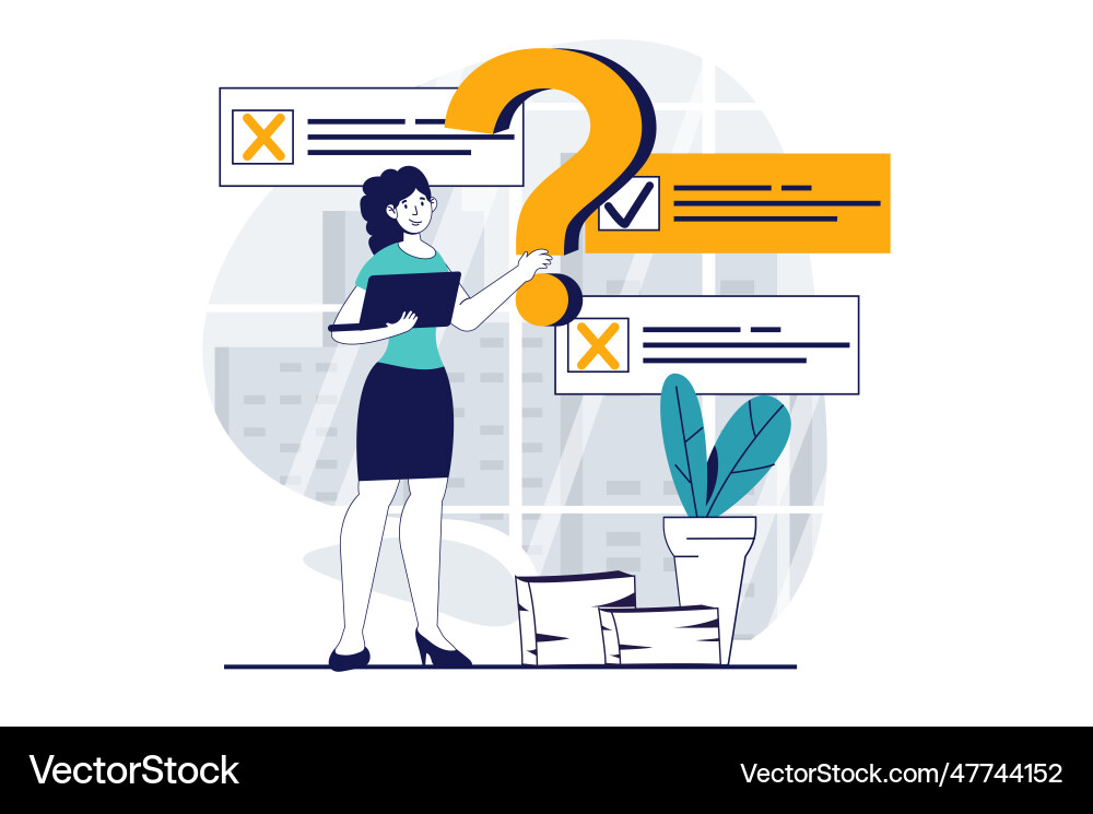Online survey concept with people scene in flat Vector Image