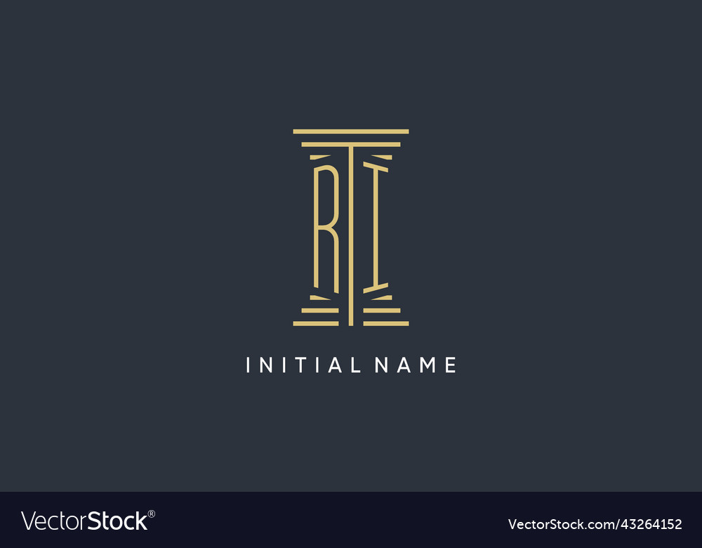 Ri initial monogram with pillar shape logo design Vector Image