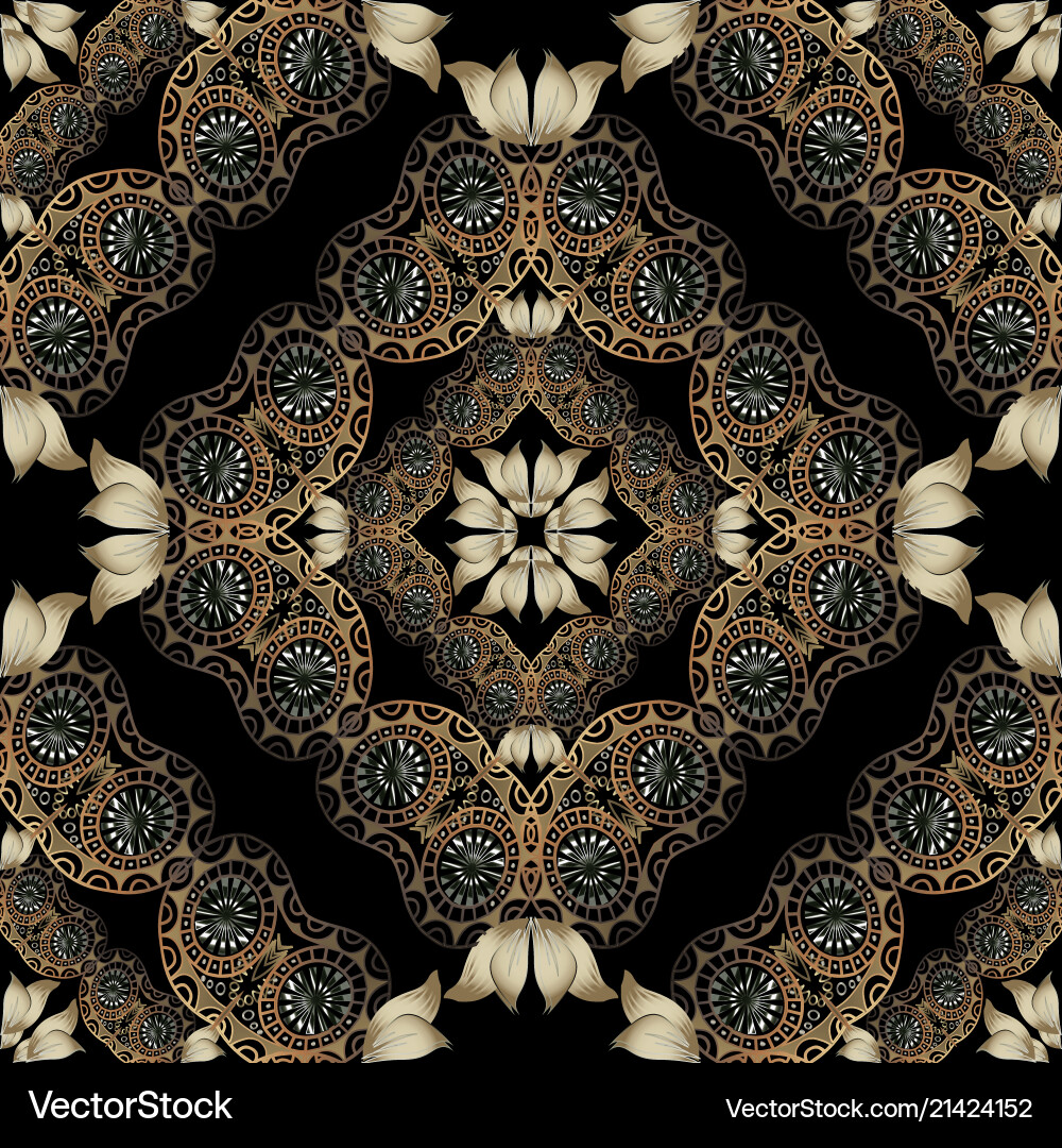 Vintage floral 3d paisley seamless pattern Vector Image