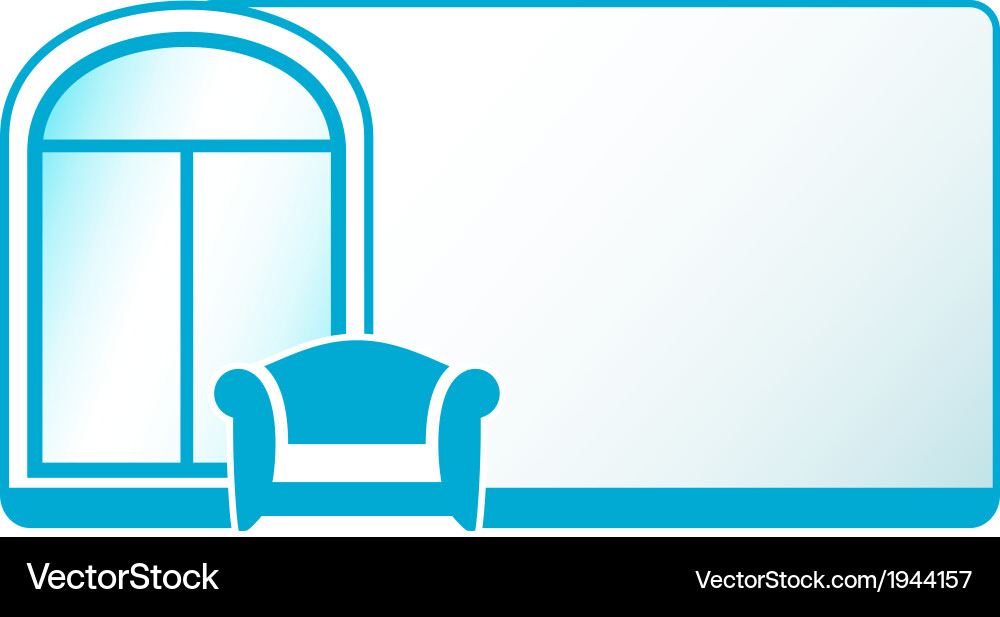 Armchair and glossy window on blue background Vector Image