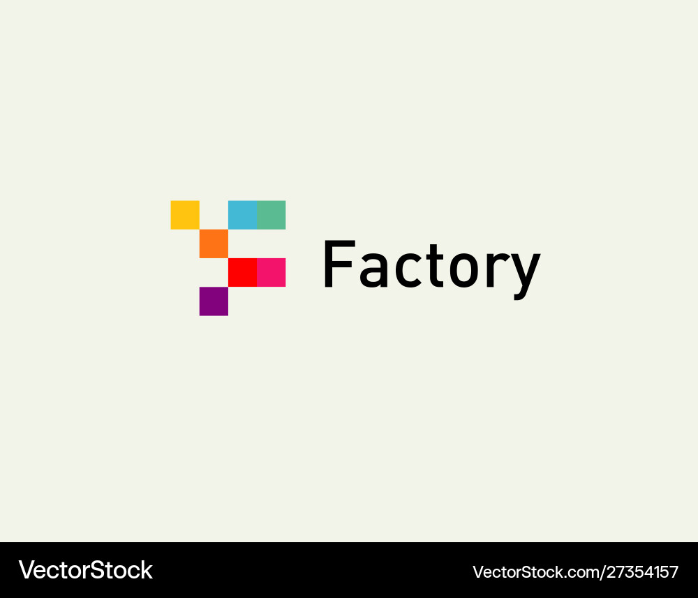 Bright multicolored logo geometric shape letter f Vector Image