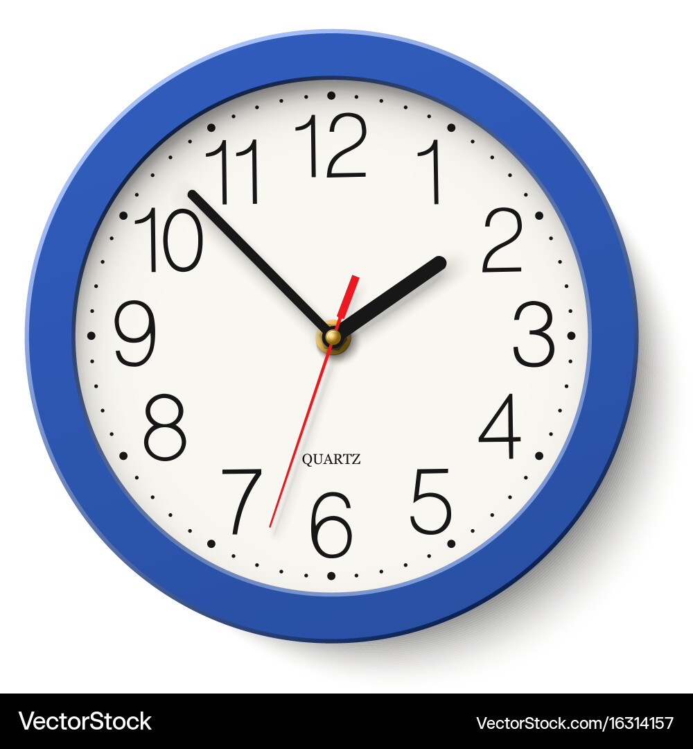 Classic round wall clock in blue body isolated Vector Image