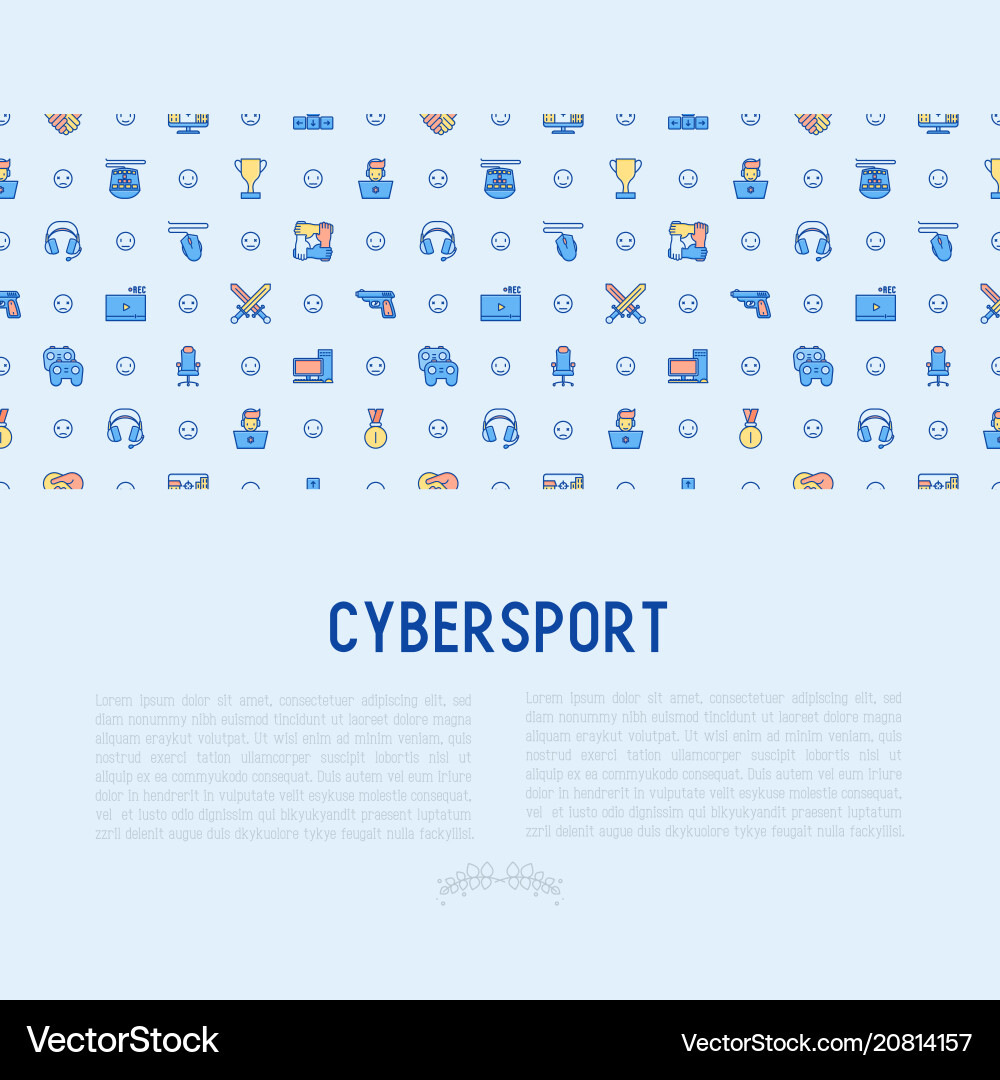 Cybersport concept with thin line icons Royalty Free Vector