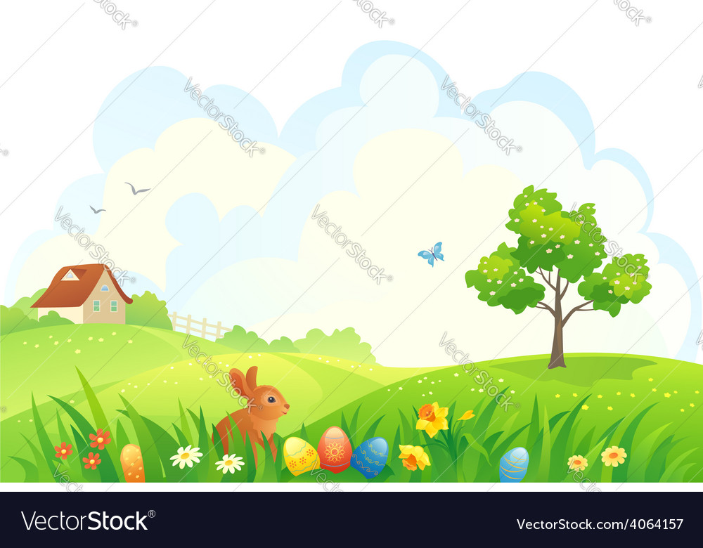 Easter scene Royalty Free Vector Image - VectorStock