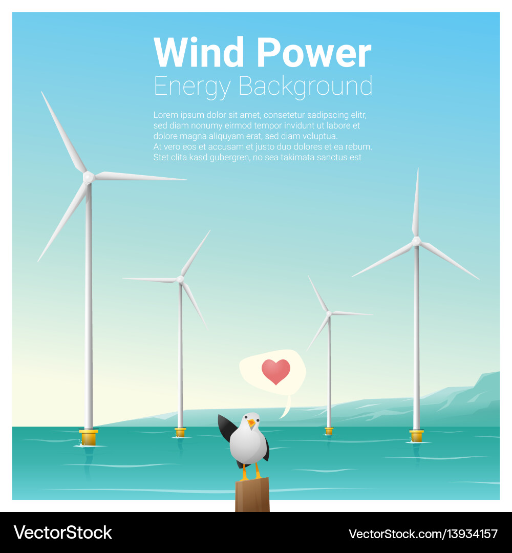 Energy concept background with wind turbine Vector Image