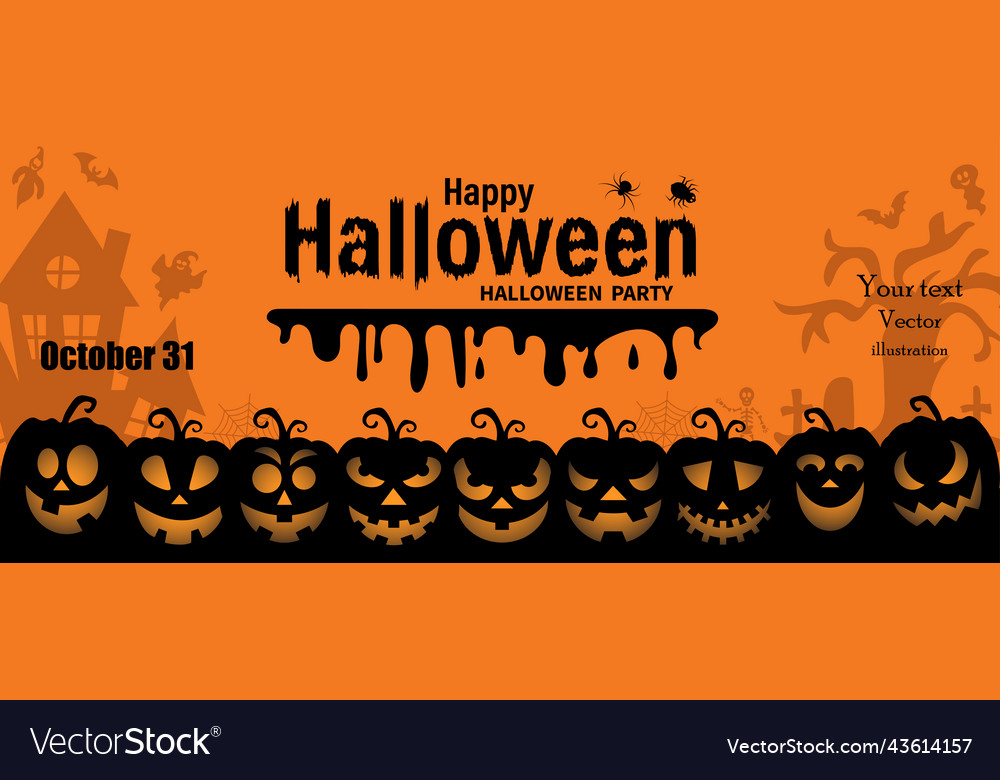 Halloween banner background with pumpkins Vector Image