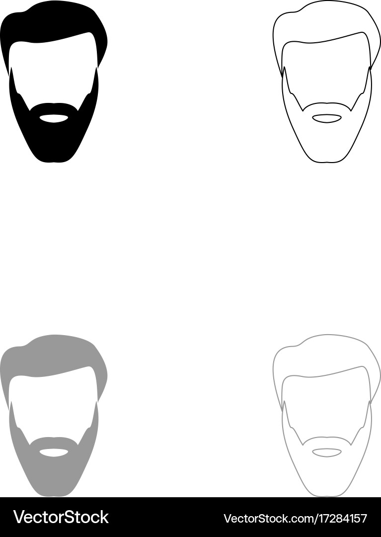 Head with beard and hair black grey set icon Vector Image