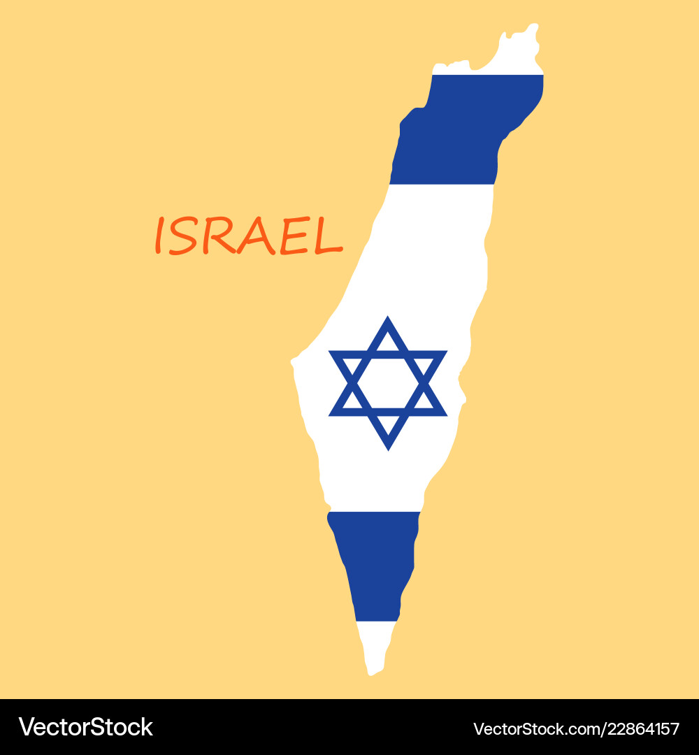 Israel map painted in color flag Royalty Free Vector Image