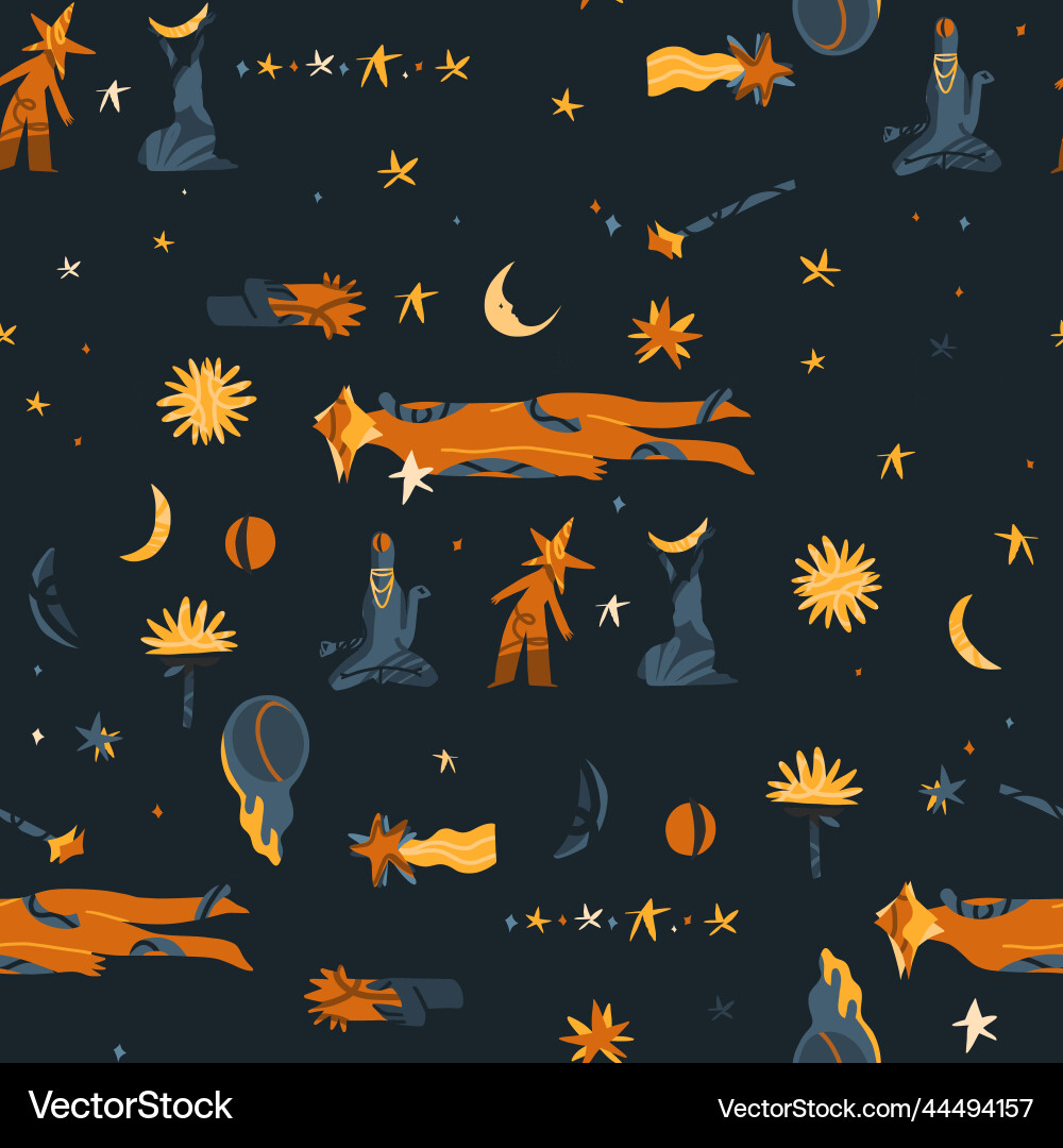Magical cosmic clipart seamless Royalty Free Vector Image