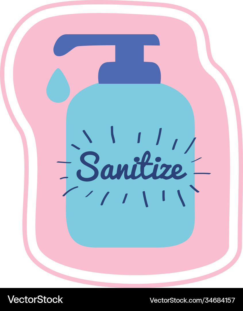 Sanitize lettering campaign with antibacterial Vector Image
