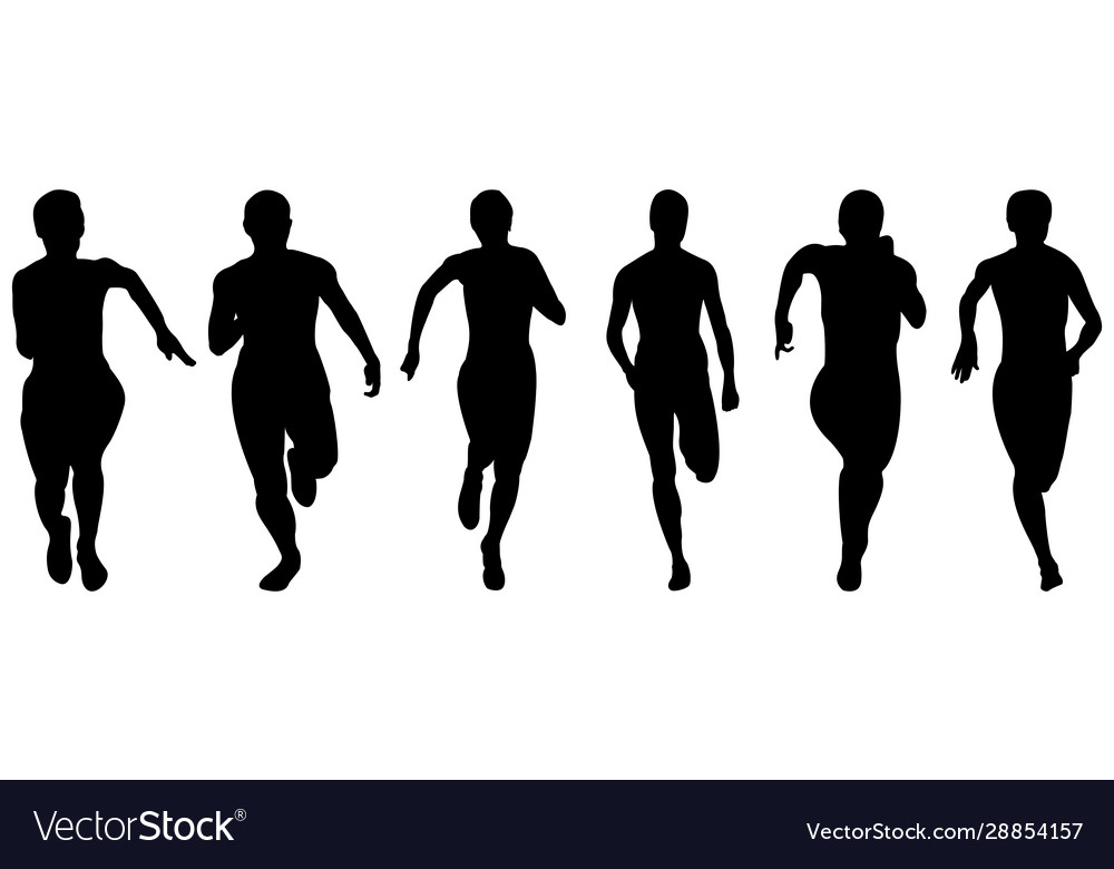 Set athletics woman runners Royalty Free Vector Image